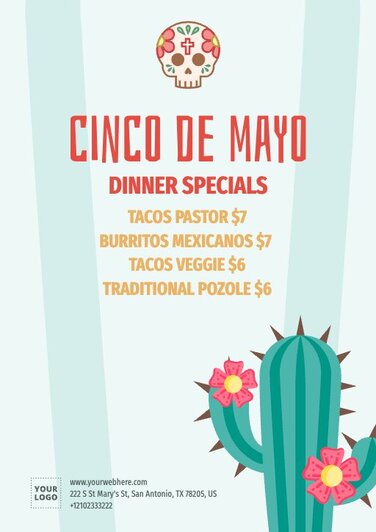 Customize free Mexican menu templates