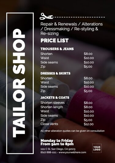 Free posters and flyers for tailor stores and seamstresses