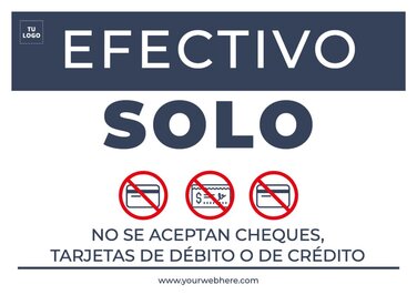 Carteles de Pago Solo en Efectivo para personalizar