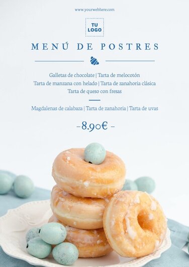 Plantillas de carta de postres para editar online