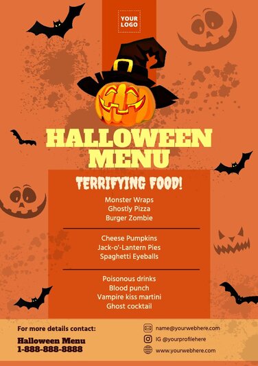 Design a Halloween-themed dinner menu for free