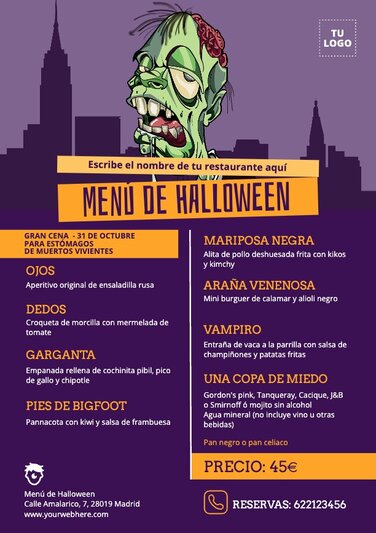 Diseña un Menú Terrorífico para Halloween gratis
