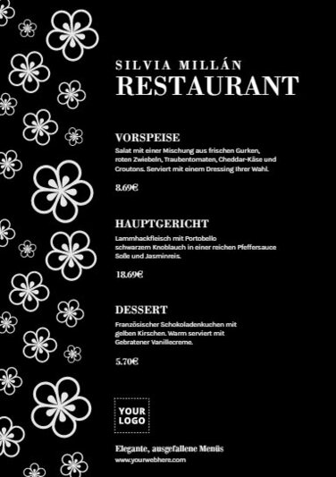 Elegante Menüvorlagen zum online Bearbeiten