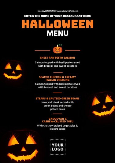 Design a Halloween-themed dinner menu for free