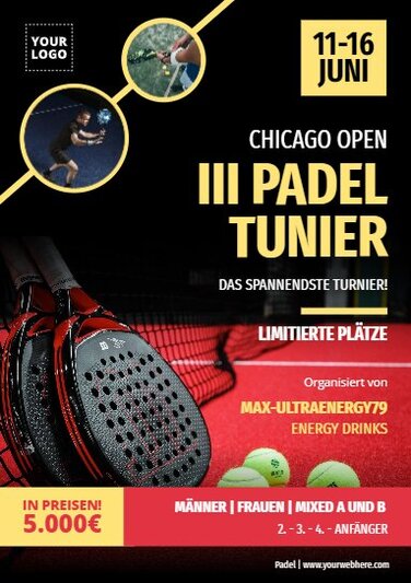 Padel Flyer Vorlagen online Anpassen