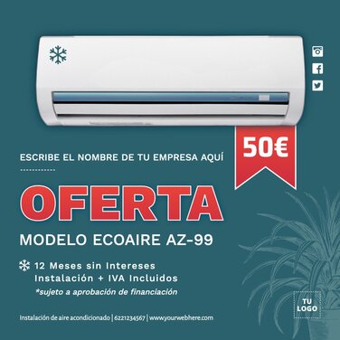 Crea folletos de Aire Acondicionado con plantillas online