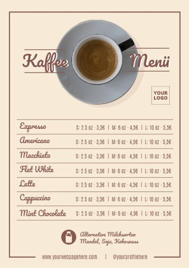 Kostenlose Vorlagen für Kaffeekarten zum Ausdrucken