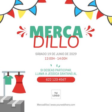 Diseños de Flyers de Mercadillo para editar gratis
