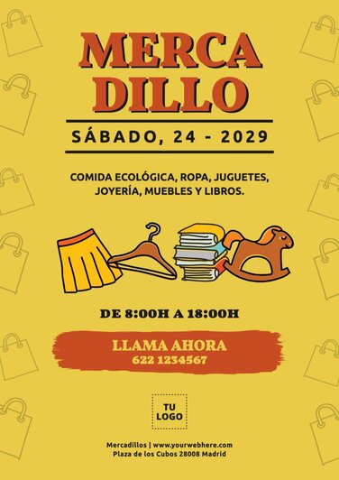 Diseños de Flyers de Mercadillo para editar gratis