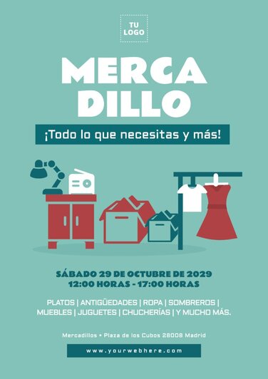 Diseños de Flyers de Mercadillo para editar gratis
