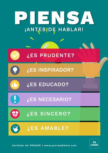Carteles de Piensa Antes de Hablar personalizables