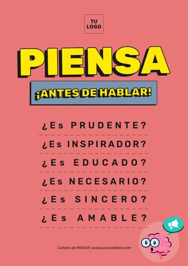 Carteles de Piensa Antes de Hablar personalizables