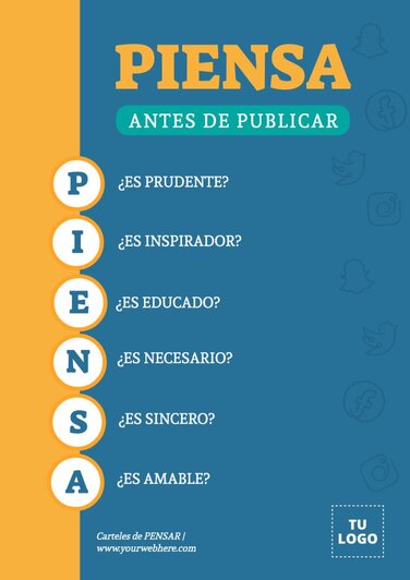 Carteles de Piensa Antes de Hablar personalizables