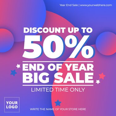 Customizable End of Year Sale Banner Templates