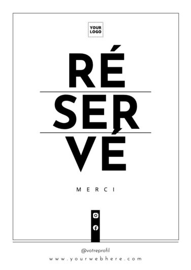 Personnalisez les panneaux de réservation de tables imprimables Personnalisez les panneaux de réservation de tables imprimables