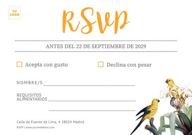 Crea Tarjetas RSVP con plantillas editables online