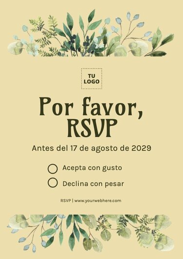 Crea Tarjetas RSVP con plantillas editables online