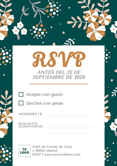 Crea Tarjetas RSVP con plantillas editables online