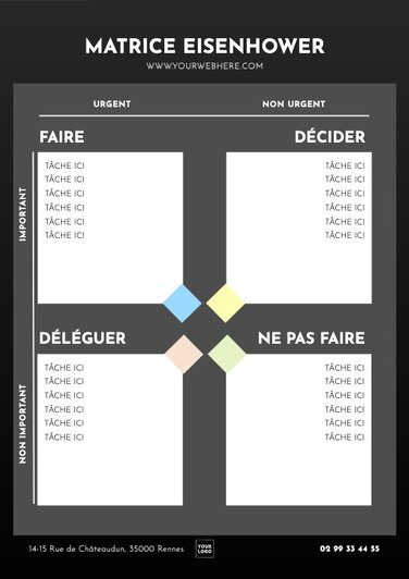 Exemples de modèles de matrices Eisenhower à éditer en ligne