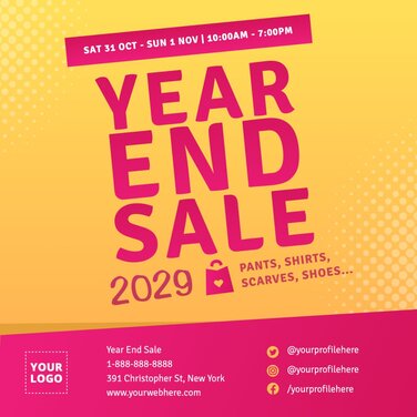 Customizable End of Year Sale Banner Templates