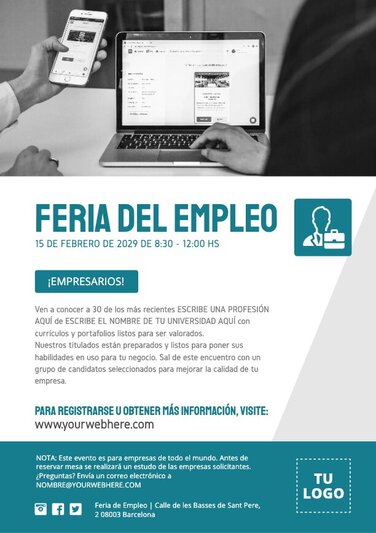 Crea un Flyer de Feria del Empleo con plantillas online