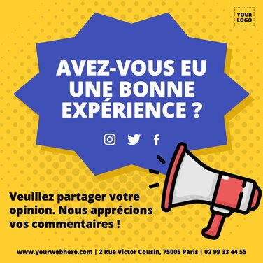 Modèles éditables en ligne pour demander des avis de clients