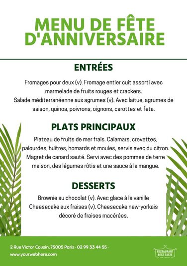 Modèles de menus d'anniversaire personnalisables en ligne