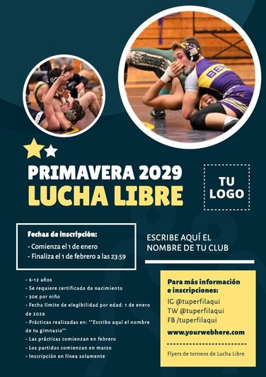 Diseña un flyer de Lucha Libre con plantillas online