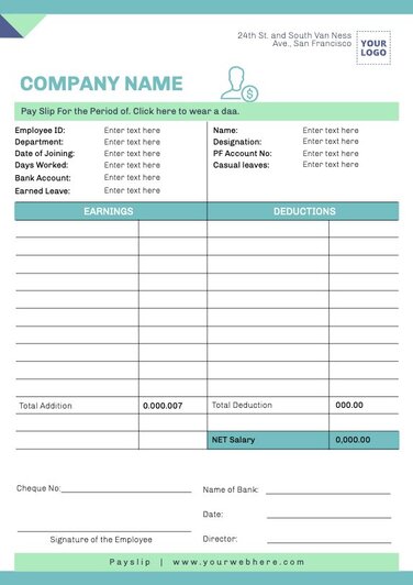 Gratis loonstrook sjablonen om te bewerken