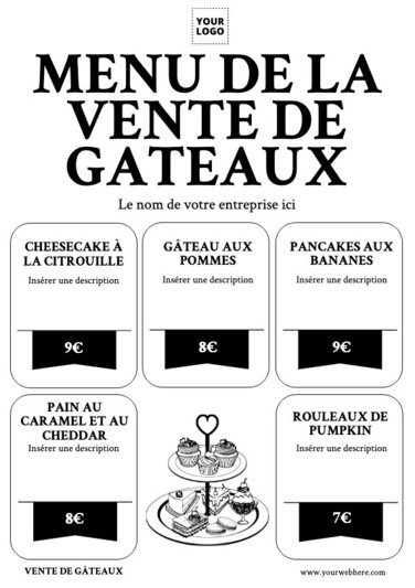 Modèles d'affiches de vente de pâtisseries en ligne