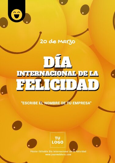 Carteles del Día Mundial de la Felicidad editables