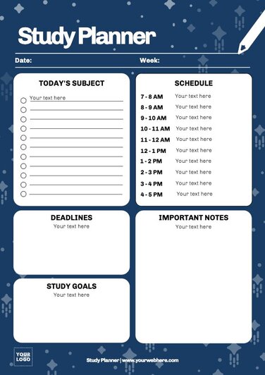 Modèles de plan d'étude à éditer en ligne