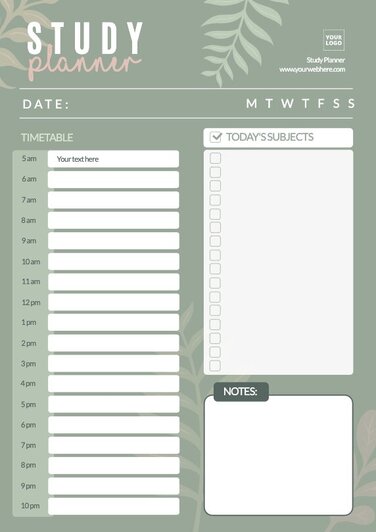 Modèles de plan d'étude à éditer en ligne