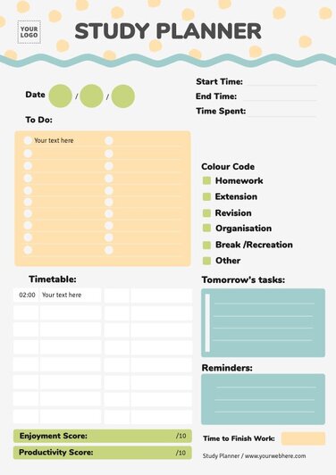 Modèles de plan d'étude à éditer en ligne
