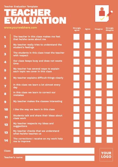Customizable Teacher Evaluation Examples Online