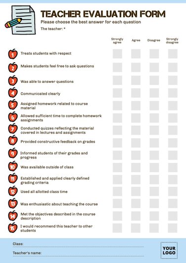 Customizable Teacher Evaluation Examples Online