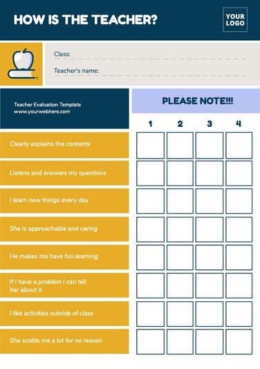 Customizable Teacher Evaluation Examples Online