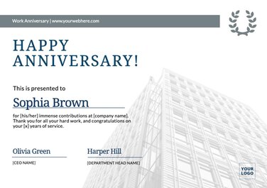 Work Anniversary Card Templates to Customize