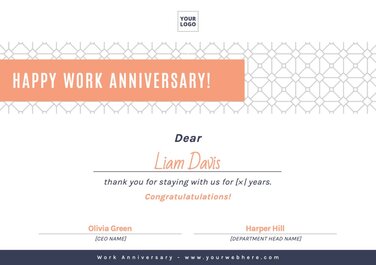 Work Anniversary Card Templates to Customize