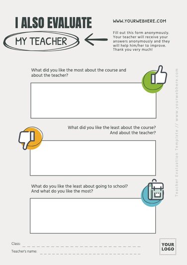 Editable Student Self Assessment Templates