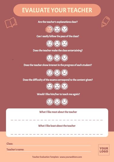 Customizable Teacher Evaluation Examples Online
