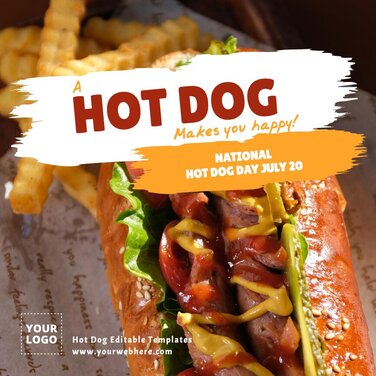 Editable National Hot dog Day posters