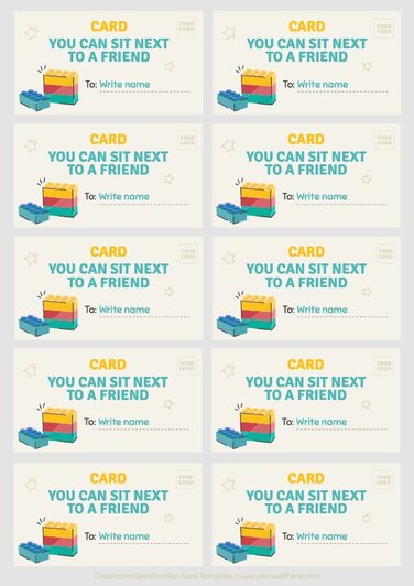 Editable Classroom Gamification Cards