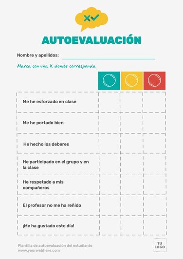 Fichas de Autoevaluación del Alumno editables online