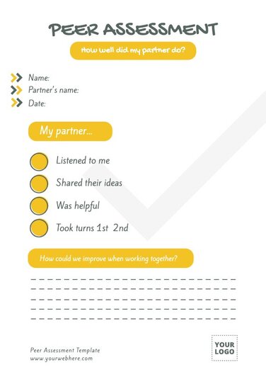 Editable Student Self Assessment Templates