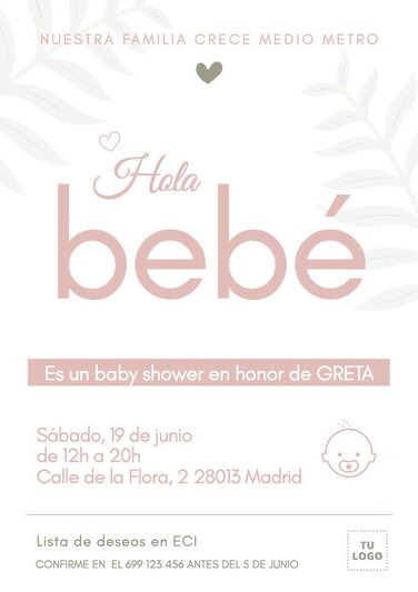 Invitaciones de Baby Shower personalizables gratis