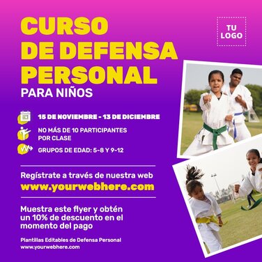 Clases de Defensa Personal: crea flyers con plantillas online