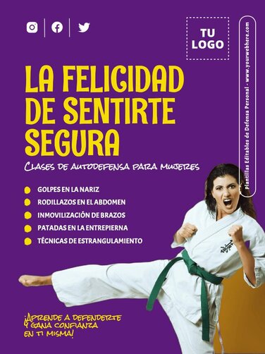 Clases de Defensa Personal: crea flyers con plantillas online