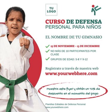 Clases de Defensa Personal: crea flyers con plantillas online