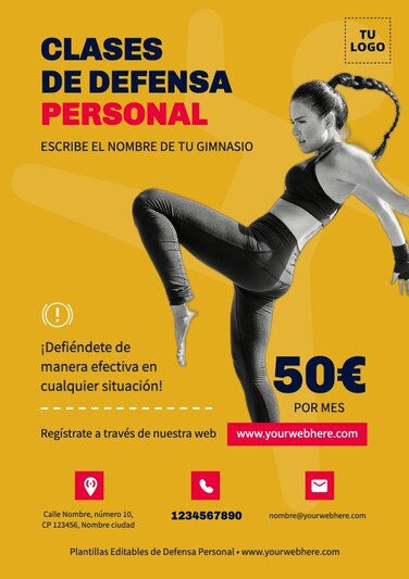 Clases de Defensa Personal: crea flyers con plantillas online